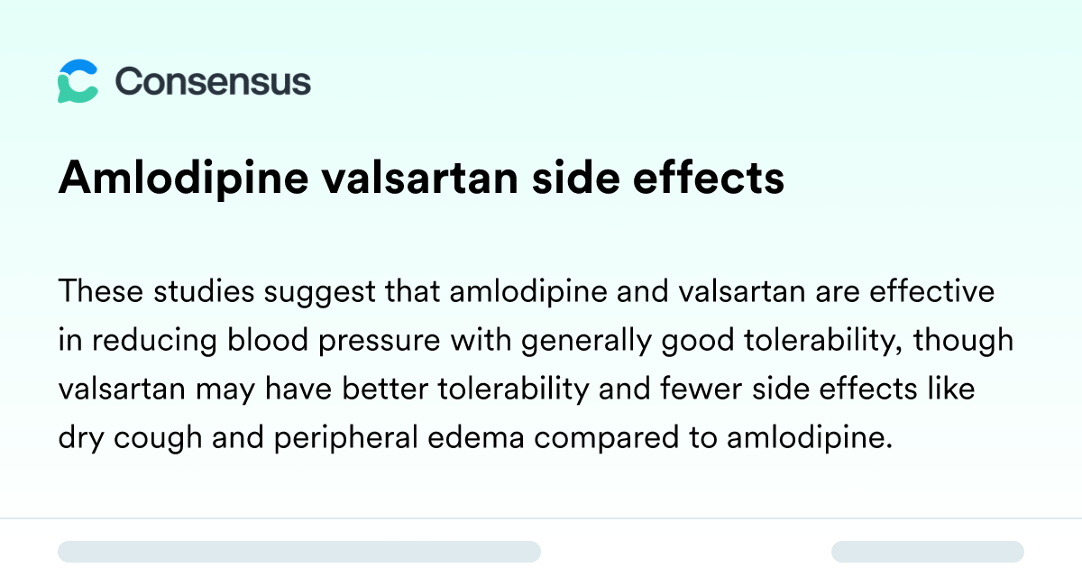 Amlodipine Valsartan Side Effects - Consensus Academic Search Engine