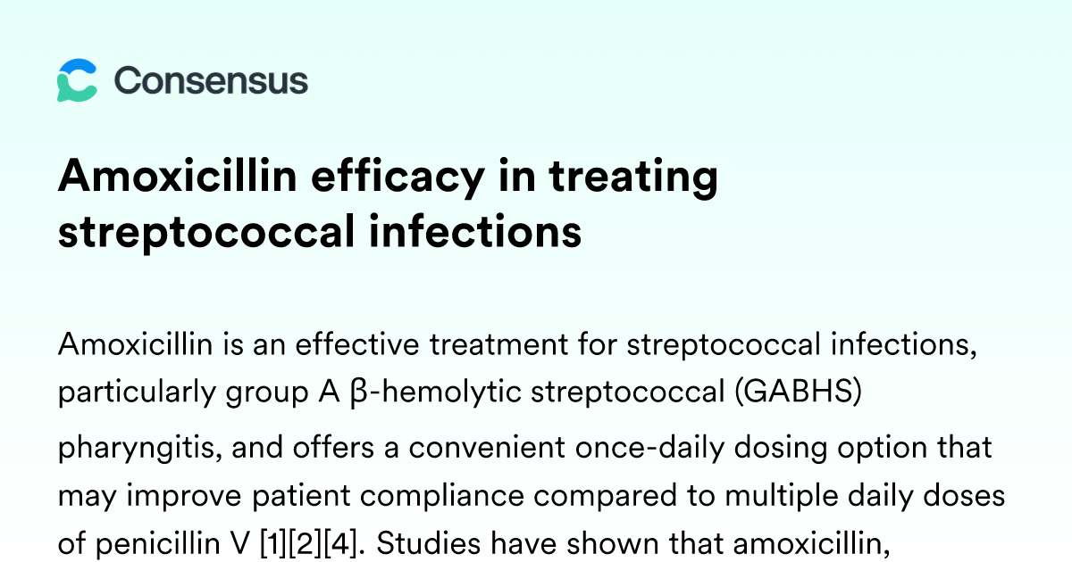 Amoxicillin Efficacy In Treating Streptococcal Infections - Consensus ...