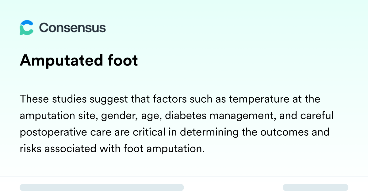 Amputated Foot - Consensus Academic Search Engine