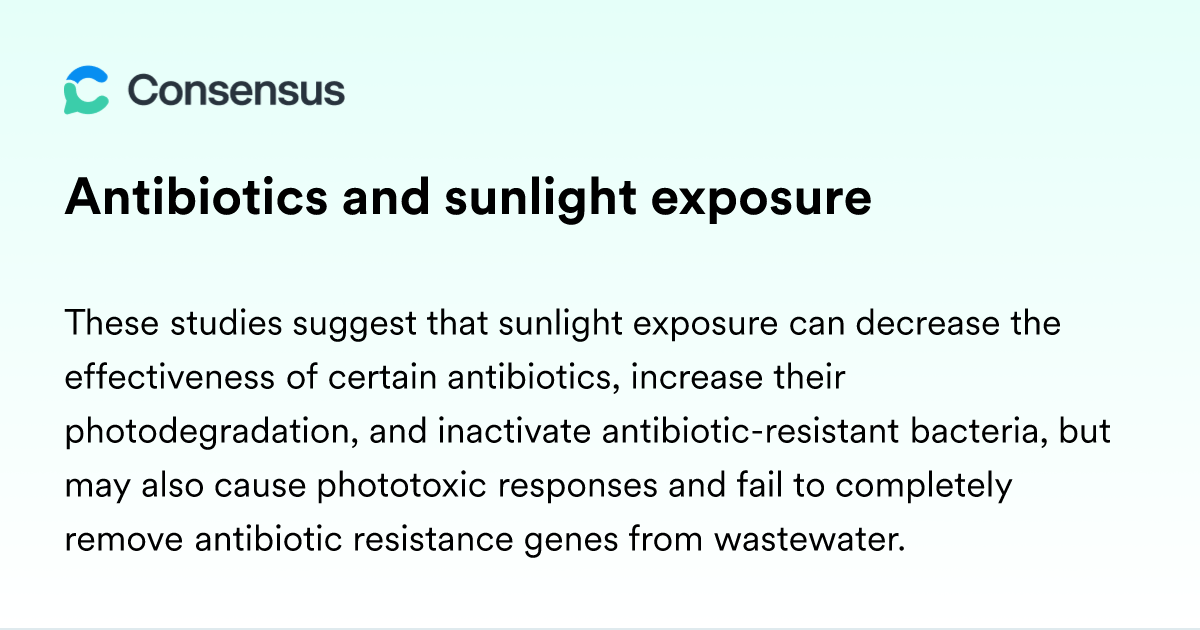 Antibiotics And Sunlight Exposure - Consensus Academic Search Engine