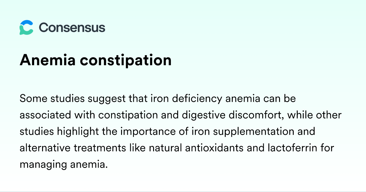 Anemia Constipation - Consensus Academic Search Engine