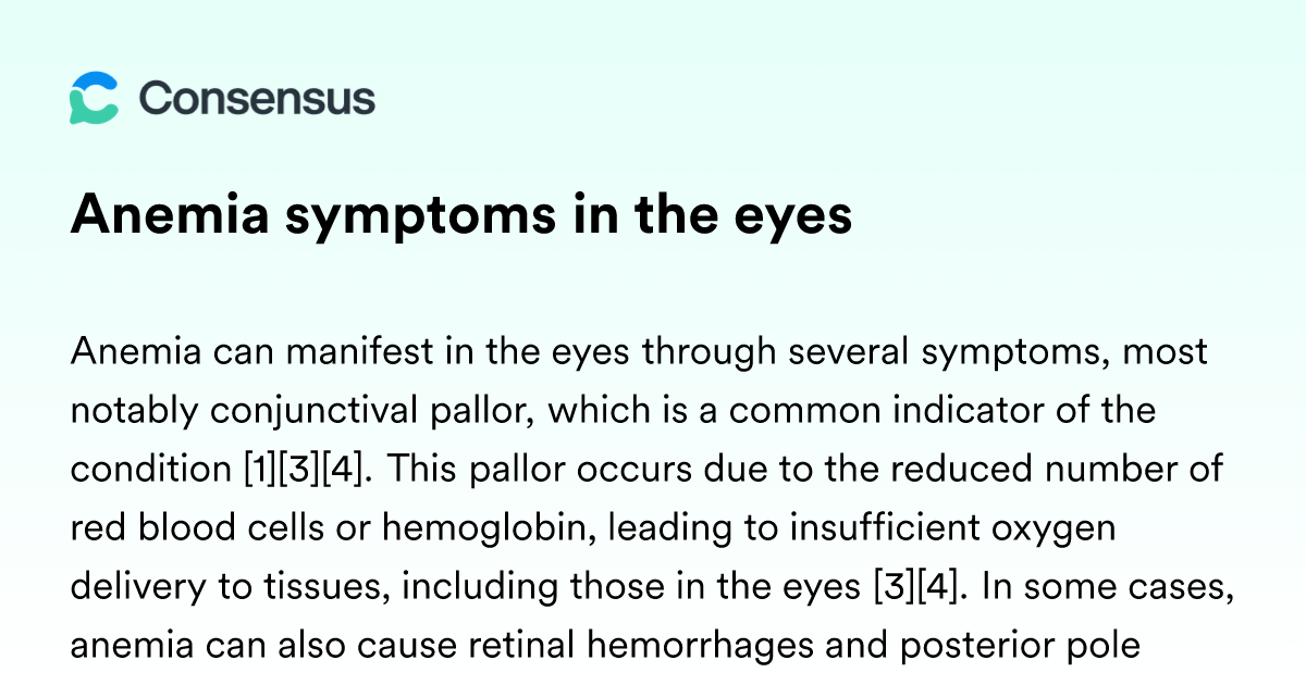 Anemia Symptoms In The Eyes - Consensus Academic Search Engine