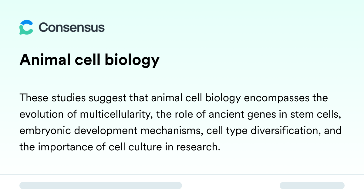 Animal Cell Biology - Consensus Academic Search Engine