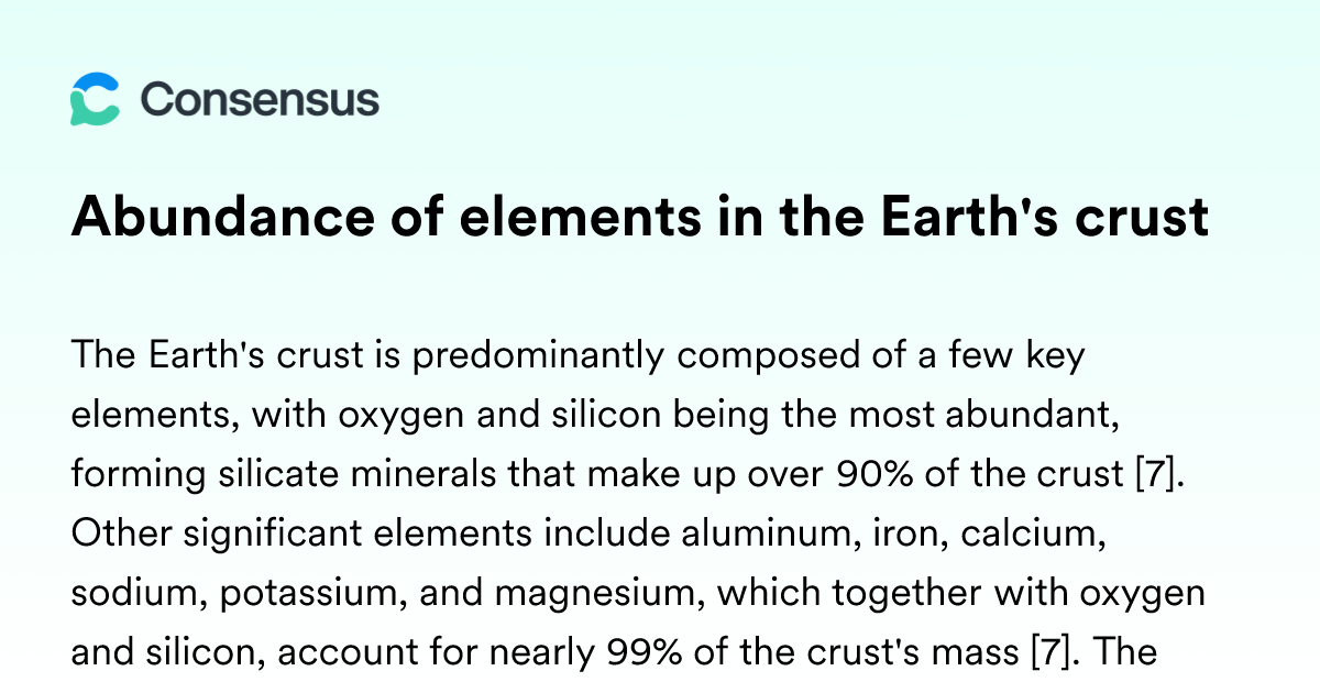 Abundance Of Elements In The Earth's Crust - Consensus Academic Search ...