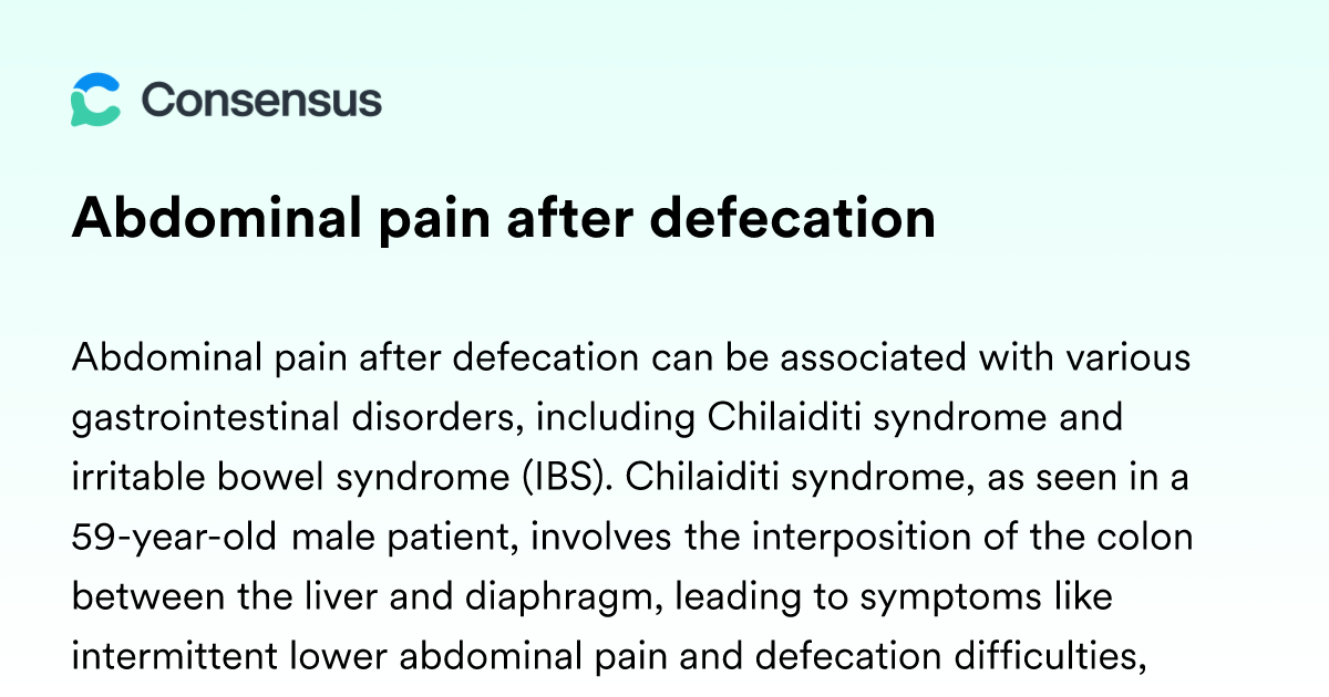 Abdominal Pain After Defecation - Consensus Academic Search Engine