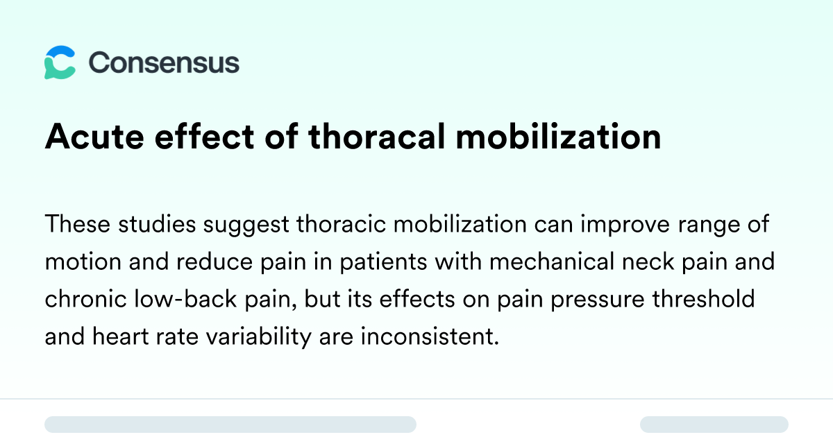 Acute Effect Of Thoracal Mobilization - Consensus Academic Search Engine