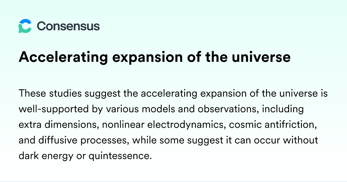 Accelerating Expansion Of The Universe - Consensus Academic Search Engine