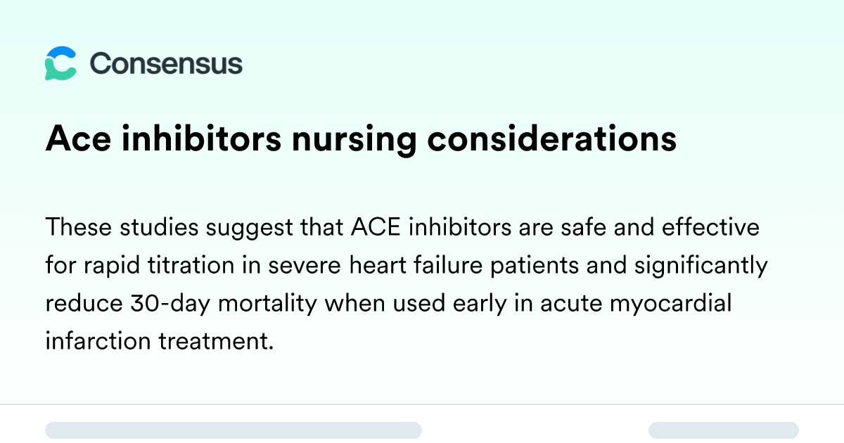 Ace Inhibitors Nursing Considerations - Consensus Academic Search Engine