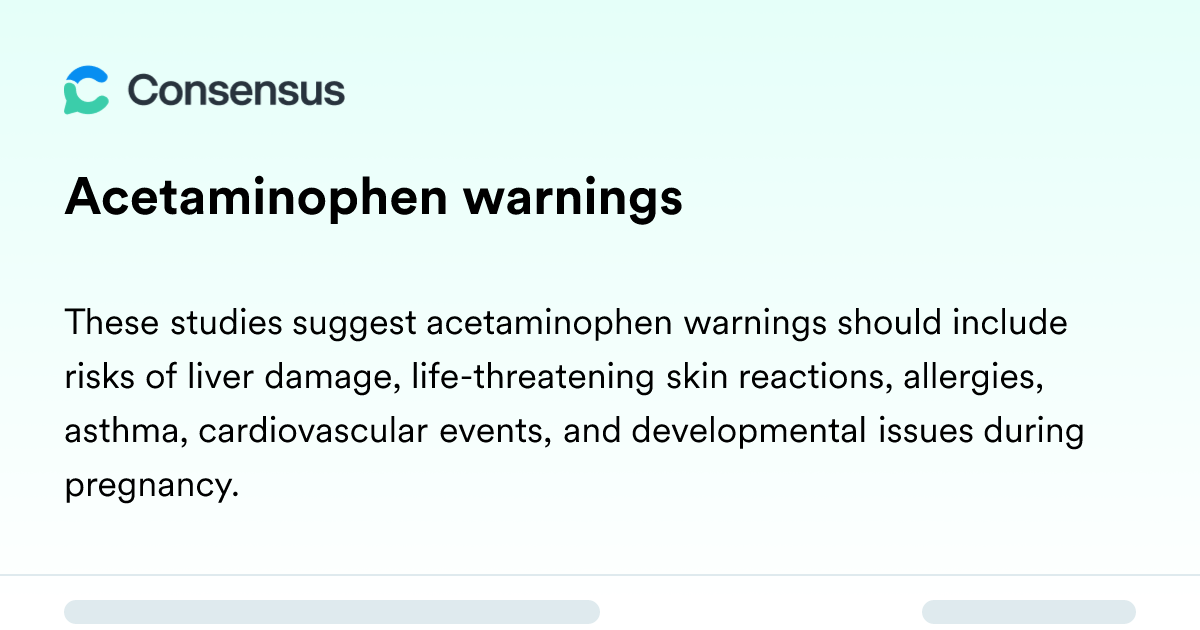 Acetaminophen Warnings - Consensus Academic Search Engine