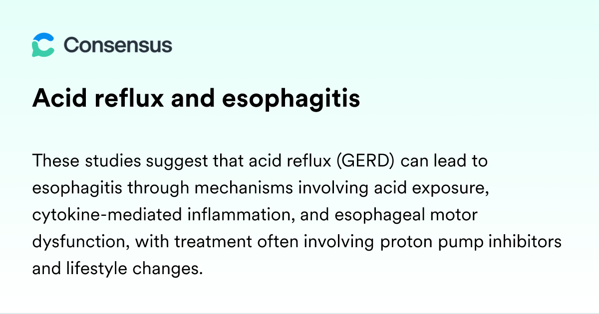 Acid Reflux And Esophagitis - Consensus Academic Search Engine