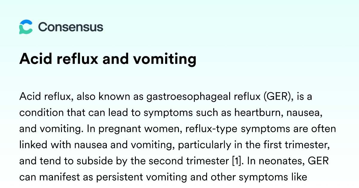 Acid Reflux And Vomiting - Consensus Academic Search Engine