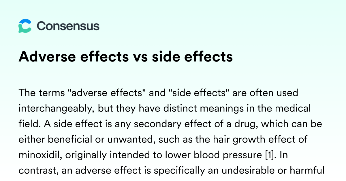 Adverse Effects Vs Side Effects - Consensus Academic Search Engine