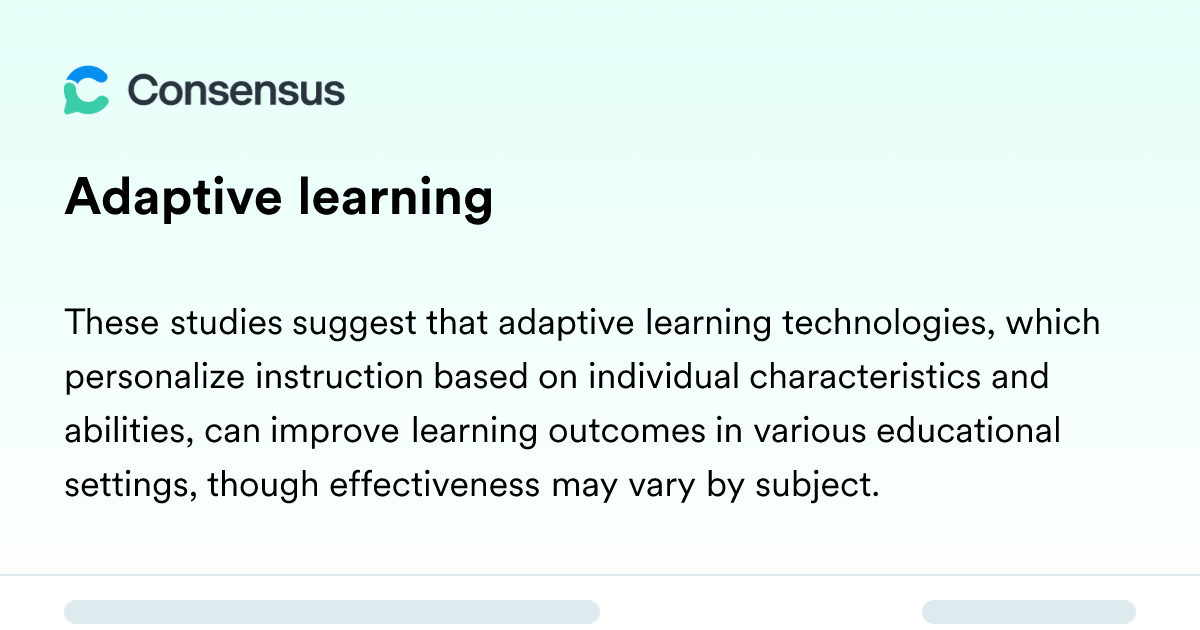 Adaptive Learning - Consensus Academic Search Engine