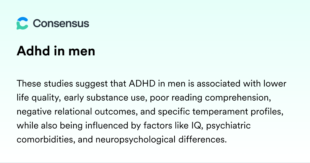 Adhd In Men - Consensus Academic Search Engine