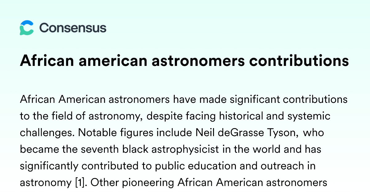 African American Astronomers Contributions - Consensus Academic Search ...