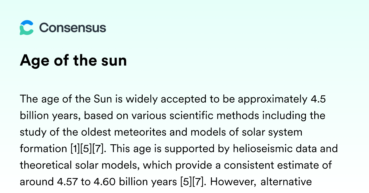 Age Of The Sun - Consensus Academic Search Engine