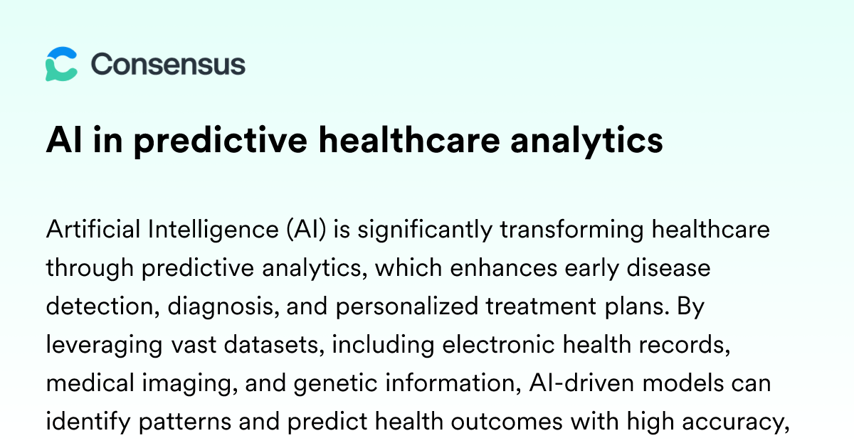 AI In Predictive Healthcare Analytics - Consensus Academic Search Engine