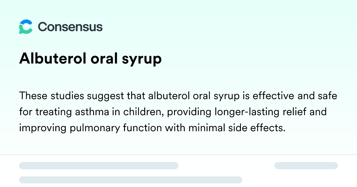 Albuterol Oral Syrup - Consensus Academic Search Engine
