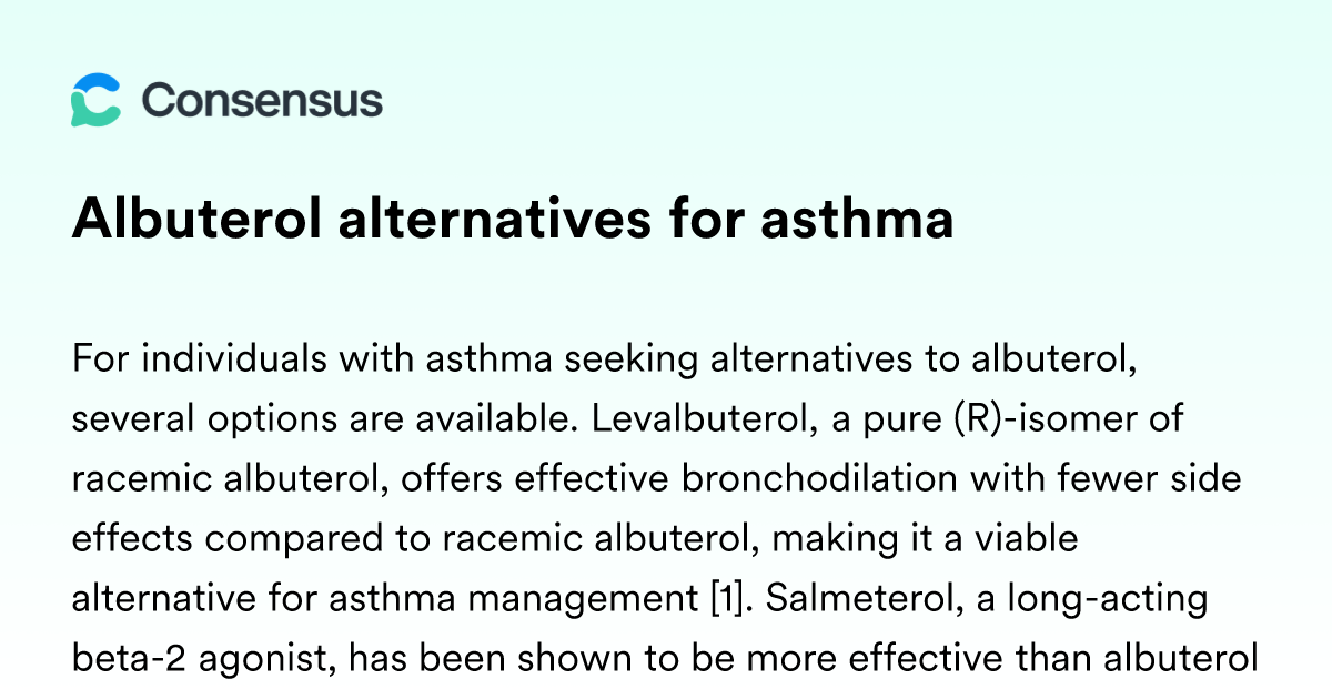 Albuterol Alternatives For Asthma - Consensus Academic Search Engine