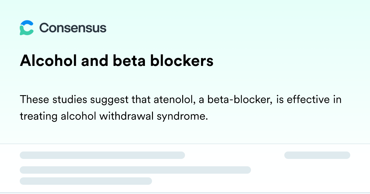 Alcohol And Beta Blockers - Consensus Academic Search Engine