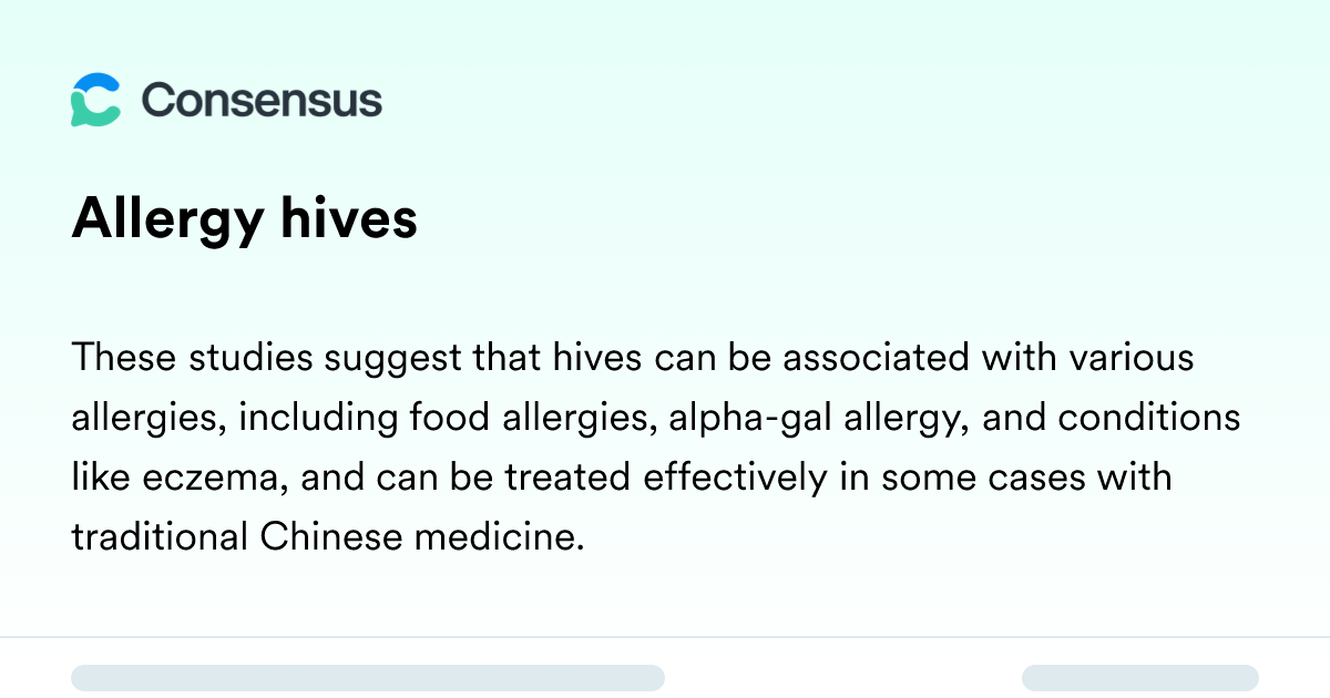 Allergy Hives - Consensus Academic Search Engine