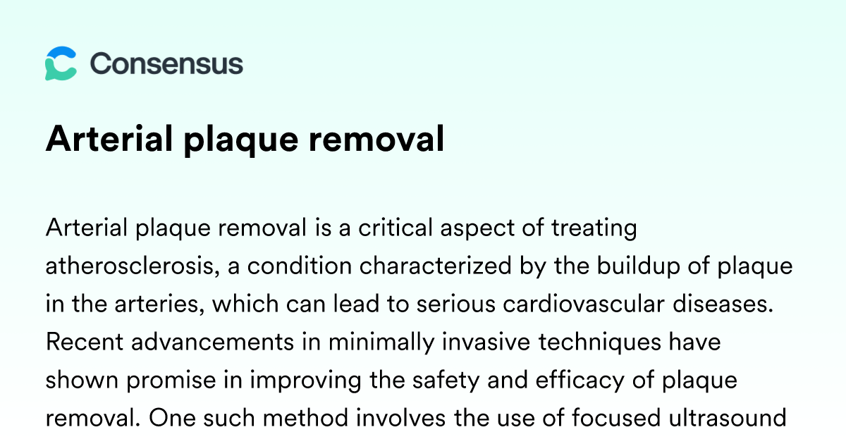 Arterial Plaque Removal - Consensus Academic Search Engine