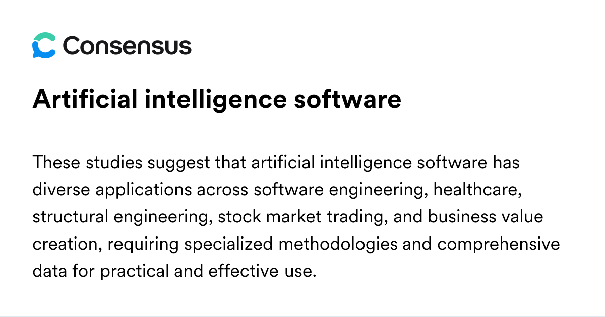 Artificial Intelligence Software - Consensus Academic Search Engine