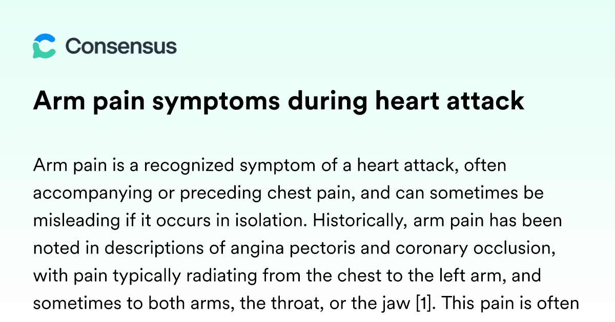 Arm Pain Symptoms During Heart Attack - Consensus Academic Search Engine