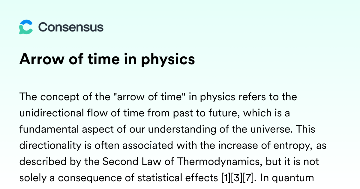 Arrow Of Time In Physics - Consensus Academic Search Engine