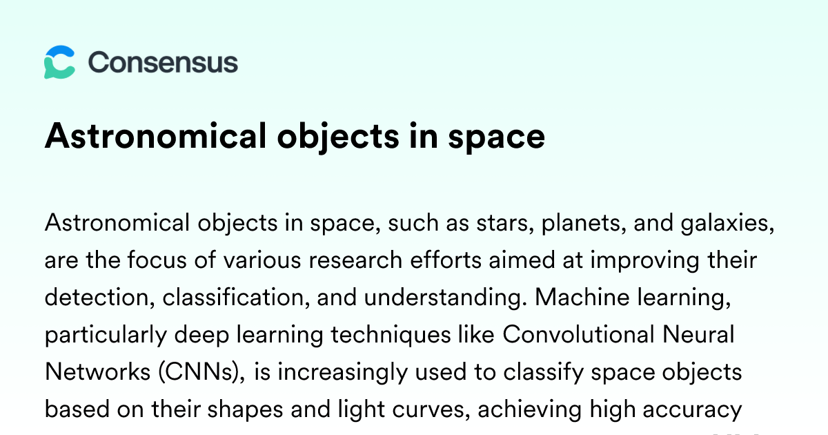 Astronomical Objects In Space - Consensus Academic Search Engine