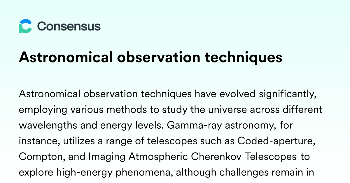 Astronomical Observation Techniques - Consensus Academic Search Engine