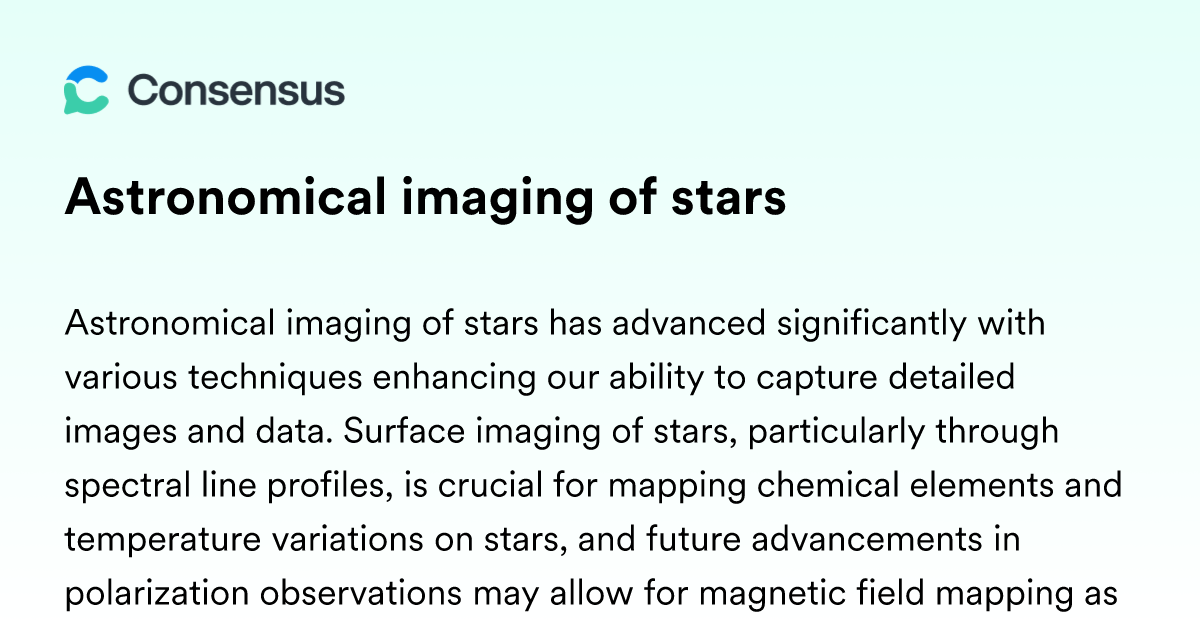 Astronomical Imaging Of Stars - Consensus Academic Search Engine