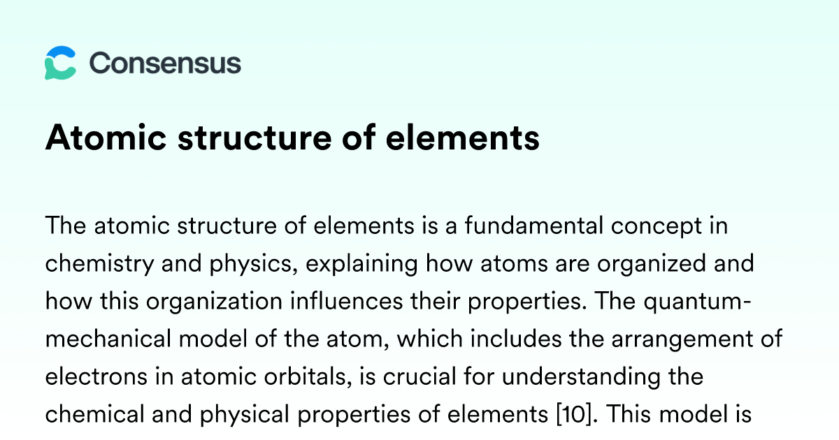 Atomic Structure Of Elements - Consensus Academic Search Engine