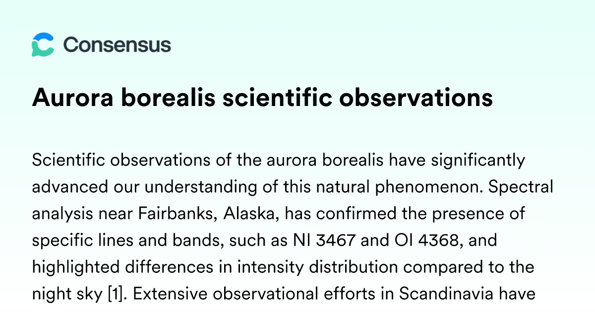 Aurora Borealis Scientific Observations - Consensus Academic Search Engine