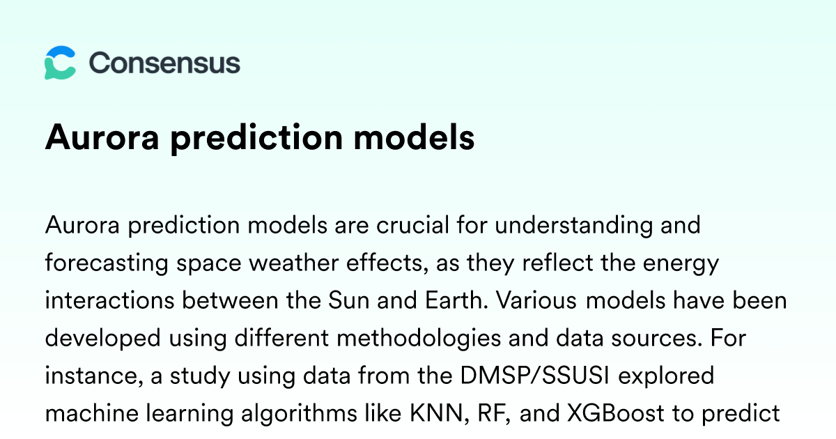 Aurora Prediction Models - Consensus Academic Search Engine