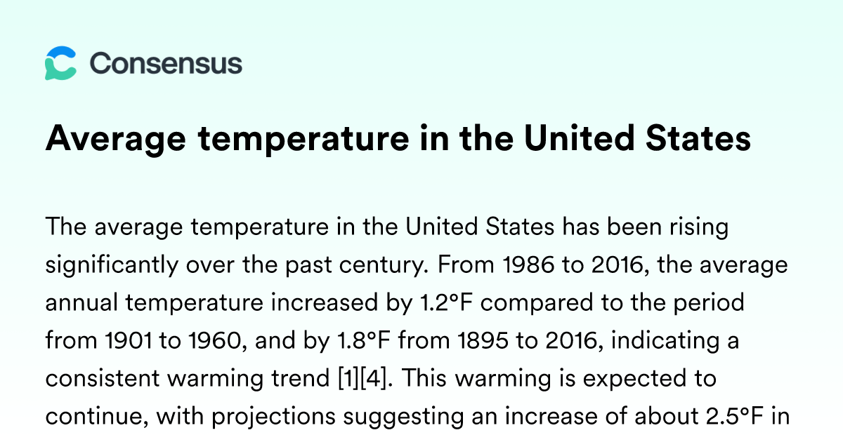 Average Temperature In The United States - Consensus Academic Search Engine