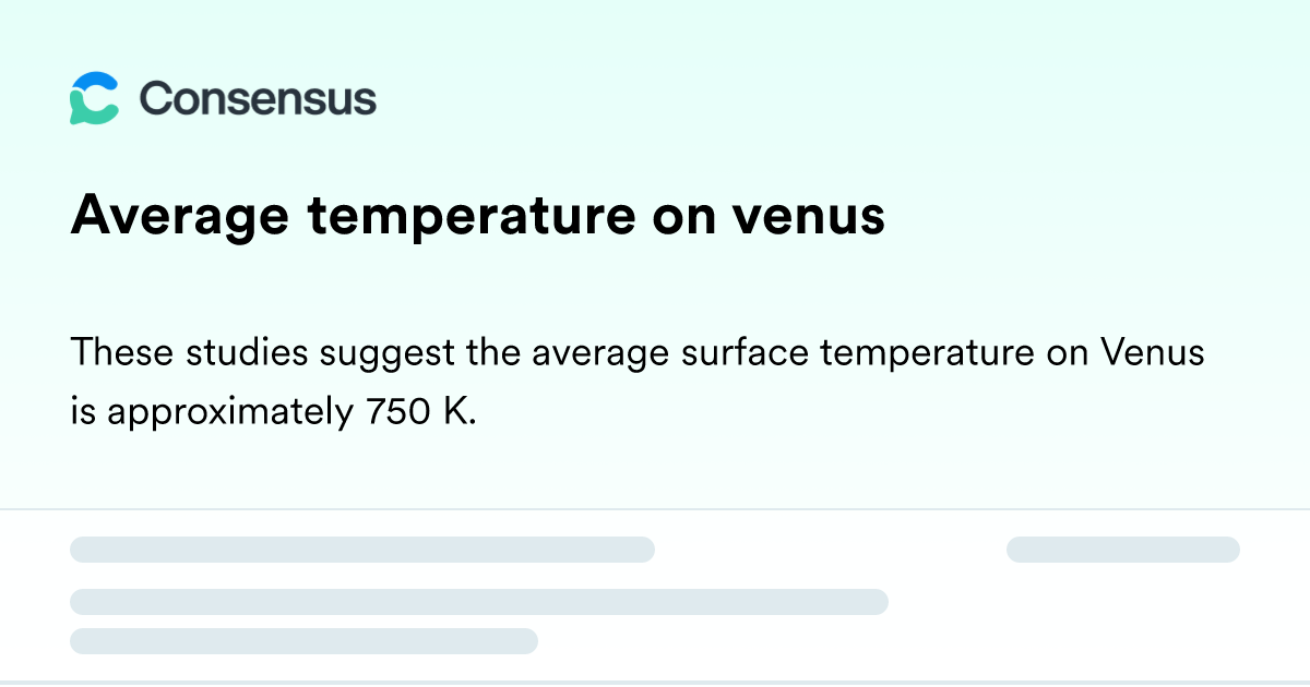 Average Temperature On Venus - Consensus Academic Search Engine