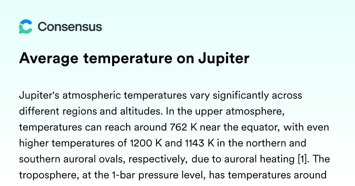 Average Temperature On Jupiter - Consensus Academic Search Engine