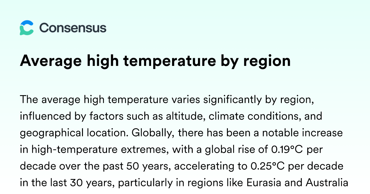 Average High Temperature By Region - Consensus Academic Search Engine