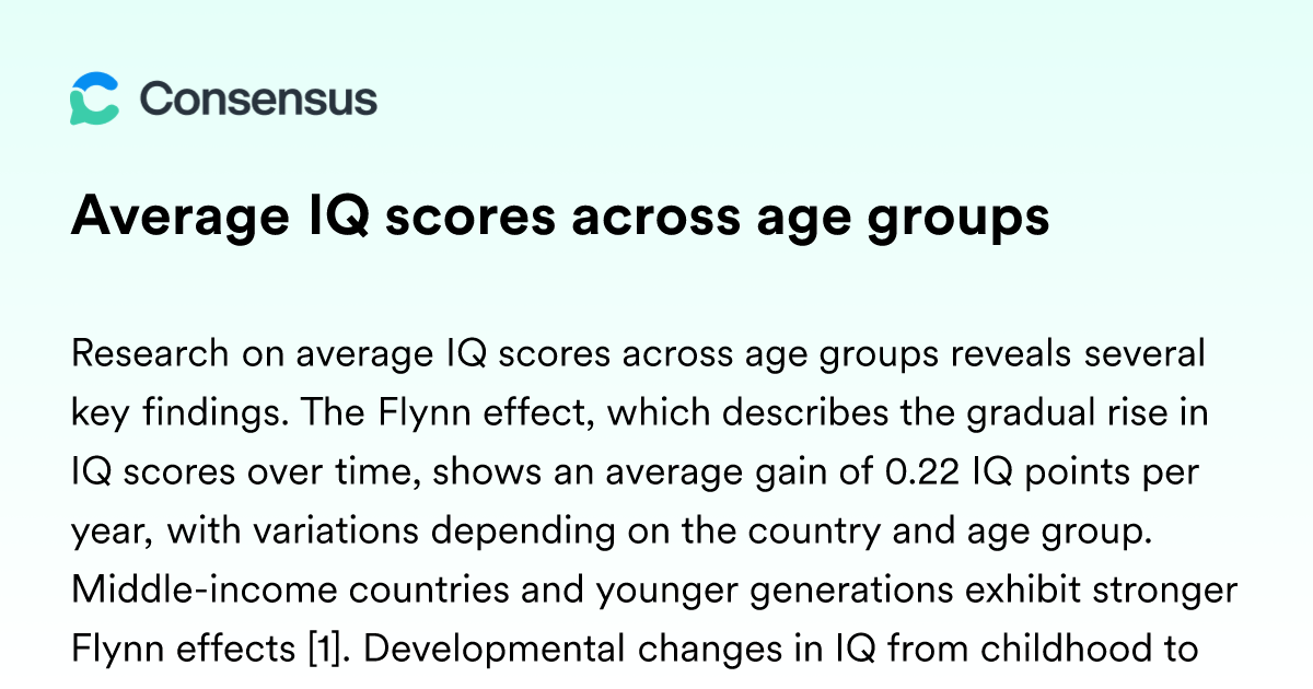 Average IQ Scores Across Age Groups - Consensus Academic Search Engine