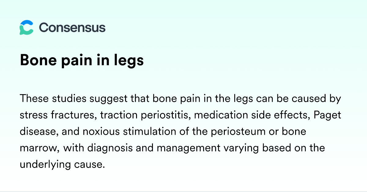 Bone Pain In Legs - Consensus Academic Search Engine
