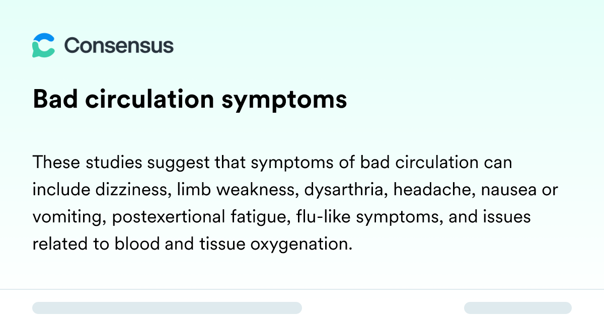 Bad Circulation Symptoms - Consensus Academic Search Engine