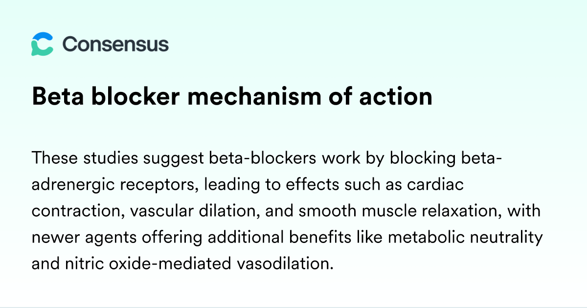 Beta Blocker Mechanism Of Action - Consensus Academic Search Engine