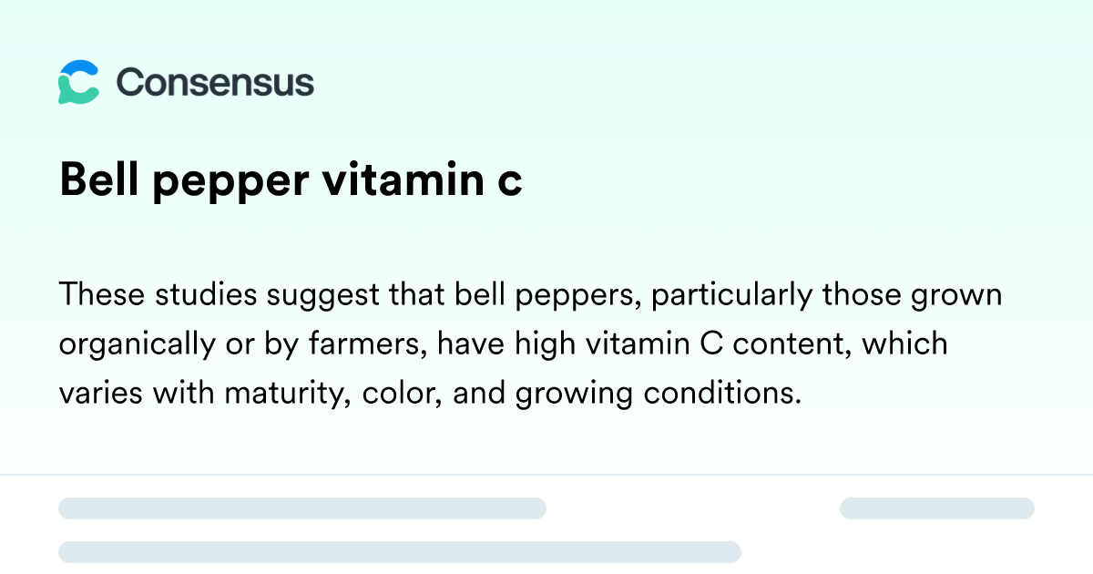 Bell Pepper Vitamin C - Consensus Academic Search Engine