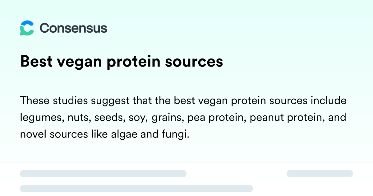 Best Vegan Protein Sources - Consensus Academic Search Engine