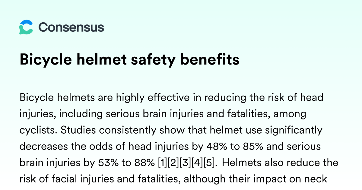 Bicycle Helmet Safety Benefits - Consensus Academic Search Engine