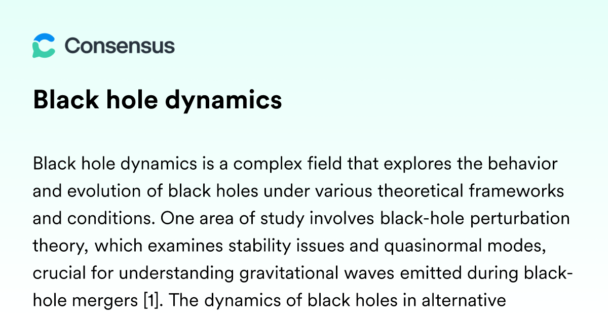 Black Hole Dynamics - Consensus Academic Search Engine