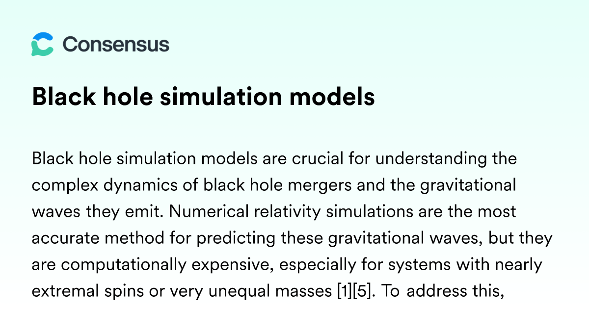 Black Hole Simulation Models - Consensus Academic Search Engine