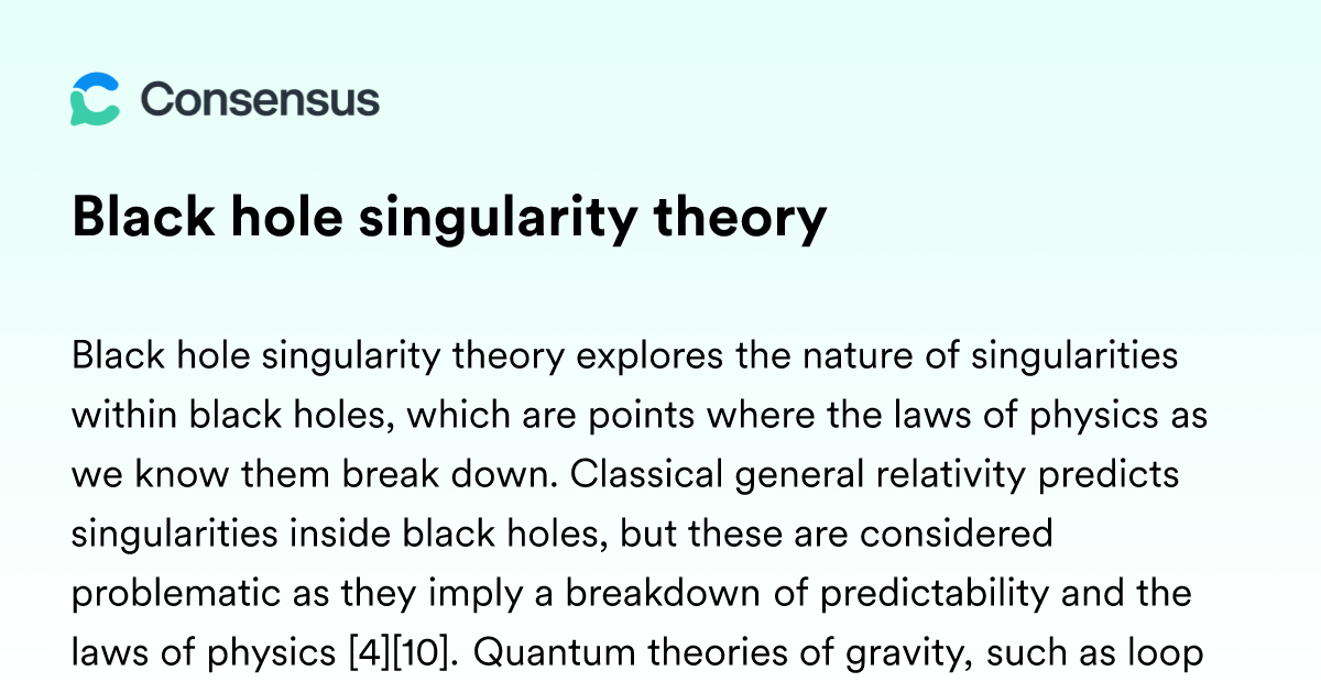 Black Hole Singularity Theory - Consensus Academic Search Engine
