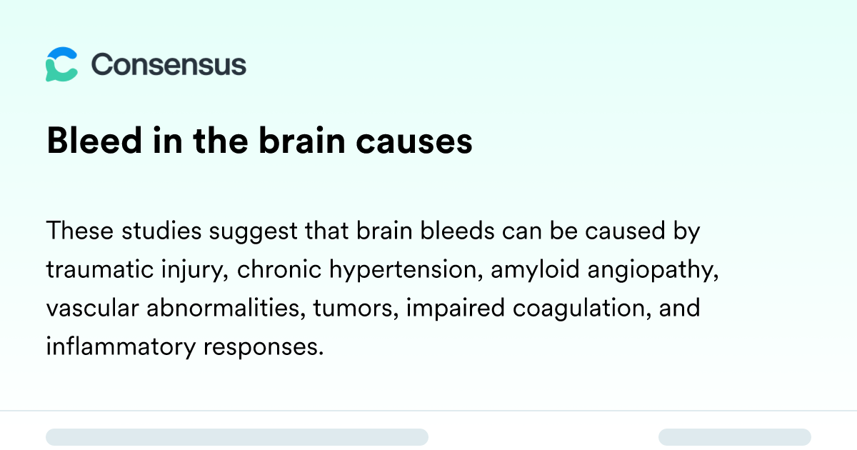 Bleed In The Brain Causes - Consensus Academic Search Engine